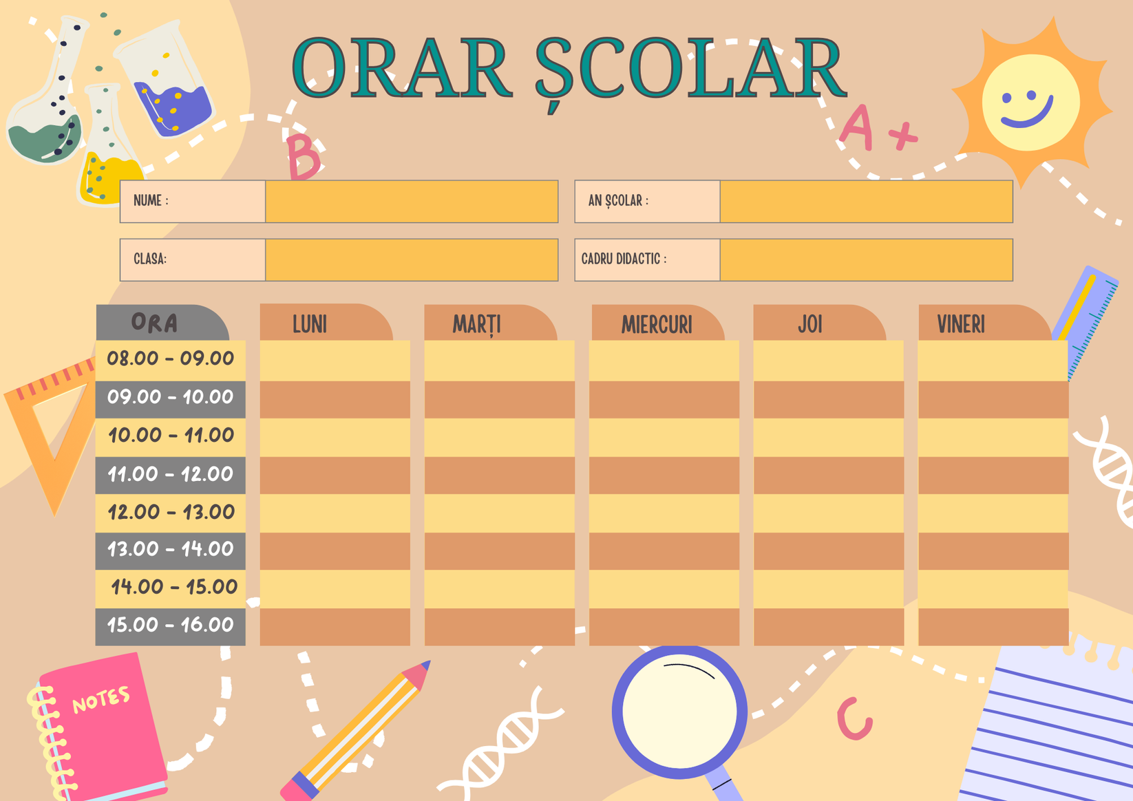 ORAR ȘCOLAR – Materiale Didactice Adaptate Copiilor cu CES