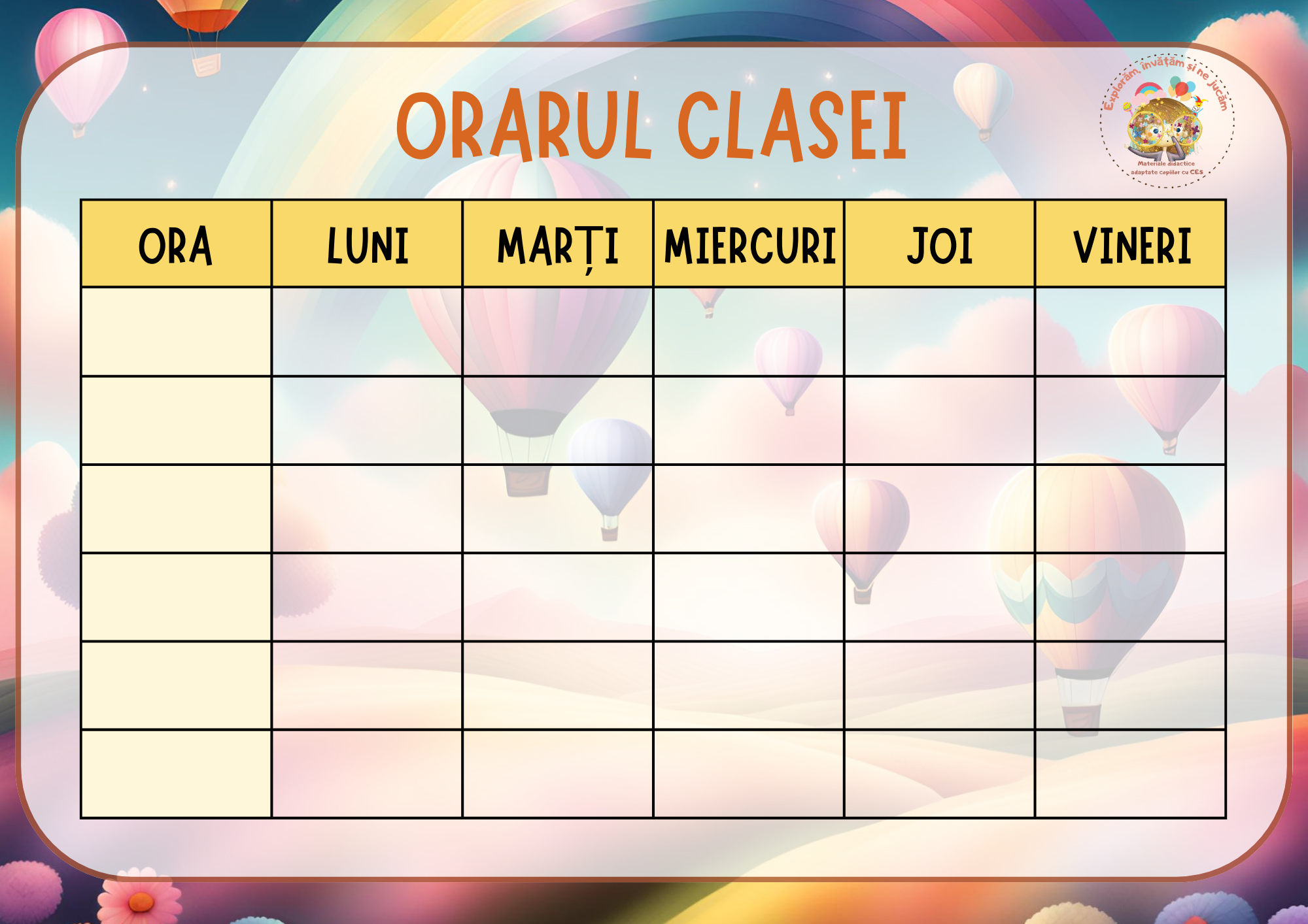 ORAR ȘCOLAR – Materiale Didactice Adaptate Copiilor cu CES